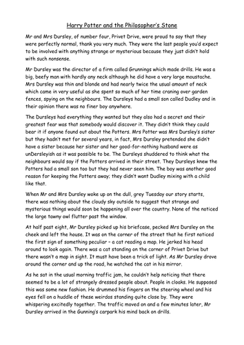 Harry Potter Guided reading - vocab retrieve information, inference and ...