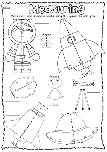 Space themed Measuring. Worksheet and Task Cards | Teaching Resources
