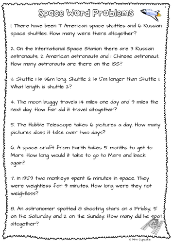 Space themed Maths Word Problems. 3 Levels | Teaching Resources