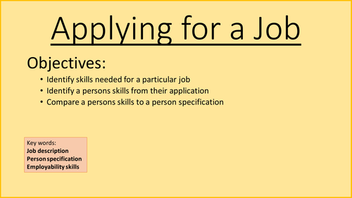 Applying for a job- careers lesson | Teaching Resources