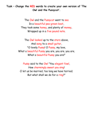 YEAR 2 POETRY PLANNING THE OWL AND THE PUSSYCAT | Teaching Resources