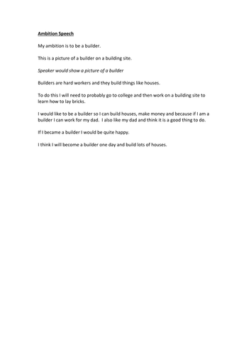 KS3 Speaking and Listening - Ambitions Talk / Speech | Teaching Resources