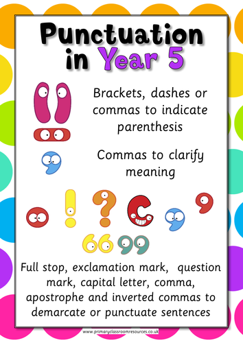 Punctuation in Year 5 - 2014 Curriculum | Teaching Resources