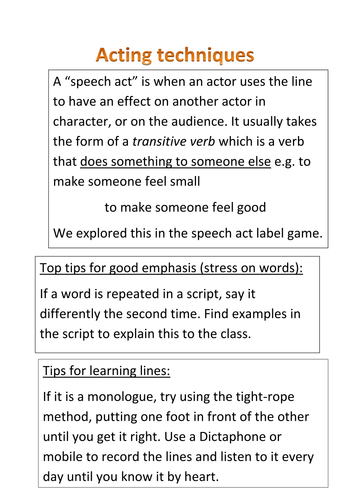 Drama Skills JIGSAW lesson | Teaching Resources