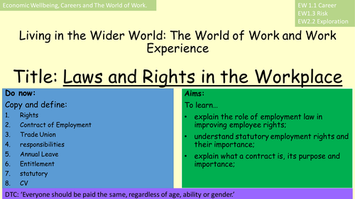 Powerpoint presentation & worksheet - Living in the Wider World: Laws ...