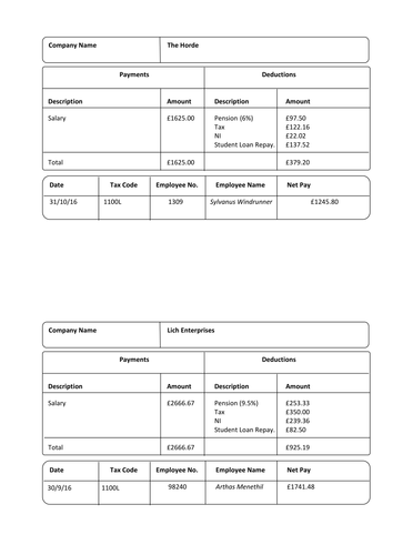 Payslip Calculations - Student Loans, National Insurance, Income Tax ...