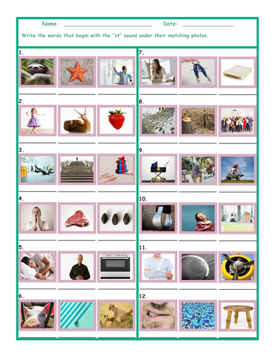 Phonics Consonant Blend ST Photo Worksheet | Teaching Resources