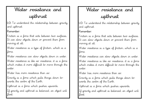 Upthrust practical science investigation | Teaching Resources