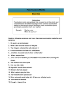 Exercise of Punctuation Marks with Answer Key | Teaching Resources