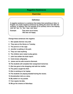 Exercise of Negative Sentences with Answer Key | Teaching Resources
