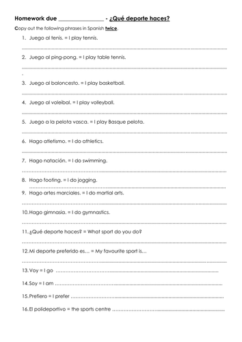 KS3/4 Spanish - ¿Qué deportes haces? / What sports do you do? (Sports ...