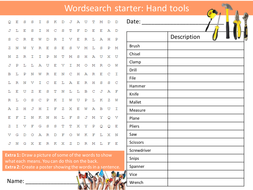 Design Technology Hand Tools KS3 GCSE Wordsearch Crossword Alphabet ...