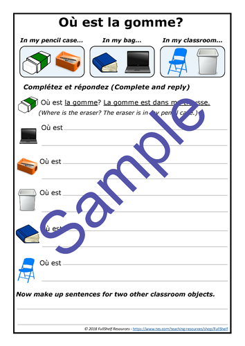 French Classroom Objects Worksheets Les Objets de la Classe | Teaching ...