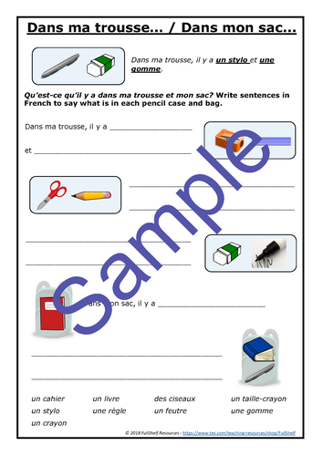 French Classroom Objects Worksheets Les Objets de la Classe | Teaching ...
