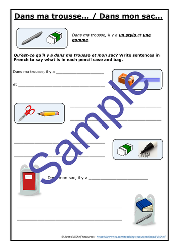 French Classroom Objects Worksheets (Les Objets de la Classe ...