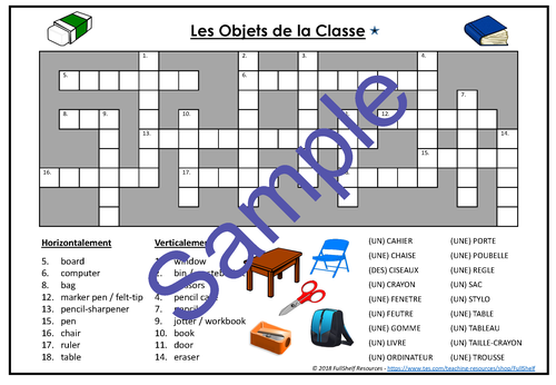 French Classroom Objects Worksheets Les Objets de la Classe | Teaching ...