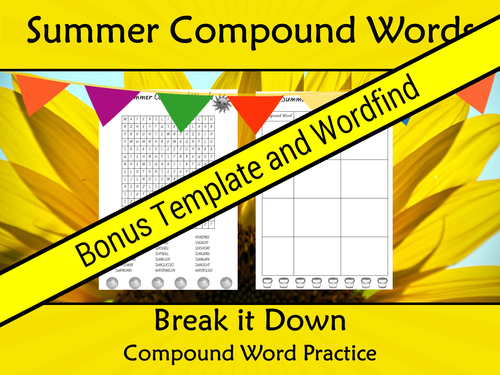 Compound Words Worksheet Summer themed | Teaching Resources