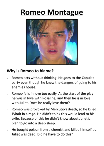 Romeo and Juliet KS3 GCSE Who is to blame for tragedy? Carousel ...