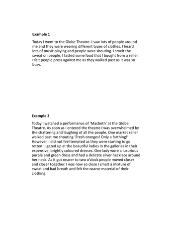 The Globe Theatre Description Writing | Teaching Resources