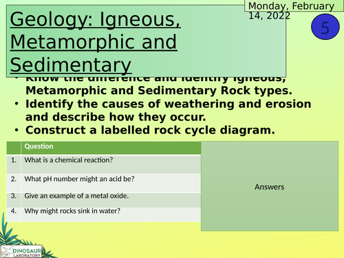 KS3 Geology (Igneous, metamorphic and sedimentary) | Teaching Resources