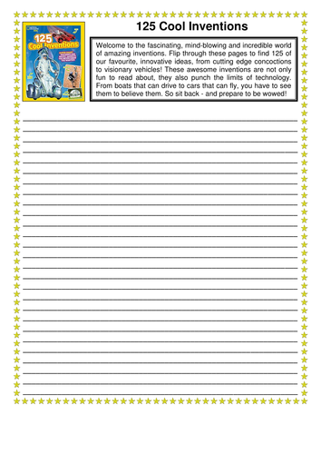 Year 6 Independent Non-Fiction Writing Stimulus Pack - Cool Inventions ...