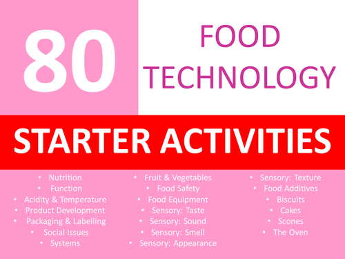 80 Food Technology Starter Activities Keyword Wordsearch Crossword ...