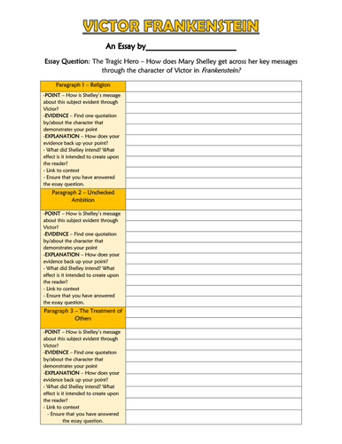 Frankenstein: Victor Frankenstein - The Tragic Hero | Teaching Resources