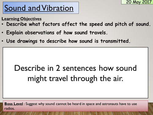 KS3 P10.1 Sound and Vibration | Teaching Resources