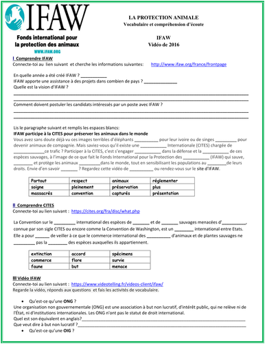 Protection animale | Teaching Resources