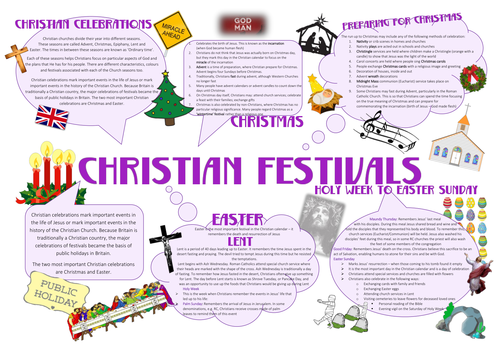 Christianity: Practices: Christian Festivals Learning Mat | Teaching ...