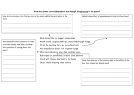 Dulce et Decorum Est verse 1- Exploring language and structure ...