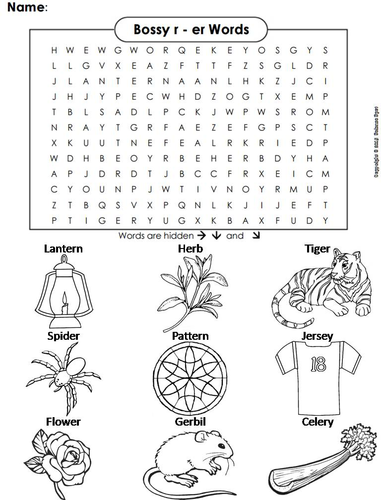 Bossy r Worksheets Bundle: ur, or, ir, er, and ar Phonics Word Searches ...