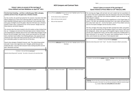GCSE AO3 'compare and contrast' two lessons with A3 extract sheet Q5/6 ...