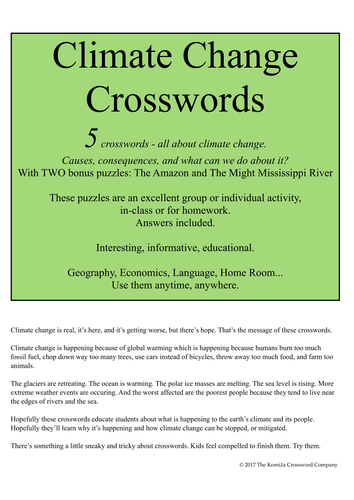 Climate Change Crosswords | Teaching Resources