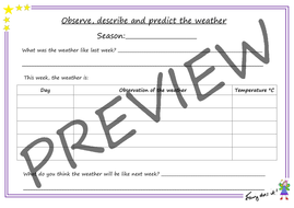 Weather observation recording sheets – record over 5 days | Teaching ...