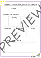 Weather observation recording sheets – record over 5 days | Teaching ...