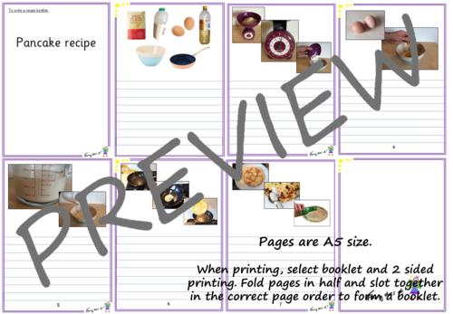 Pancake recipe writing booklet with narrow lines | Teaching Resources