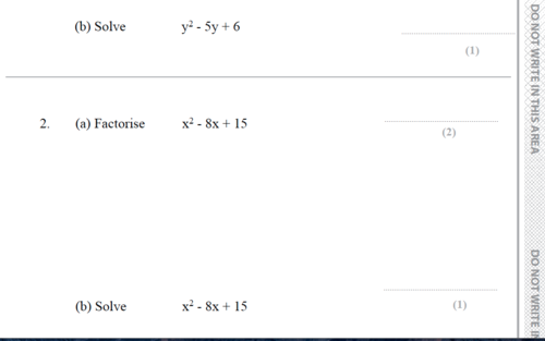 GCSE Maths Exam Style Paper - Factorising Quadratics | Teaching Resources