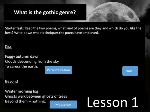 Gothic Literature - 2 Lessons: an introduction to the genre and an ...