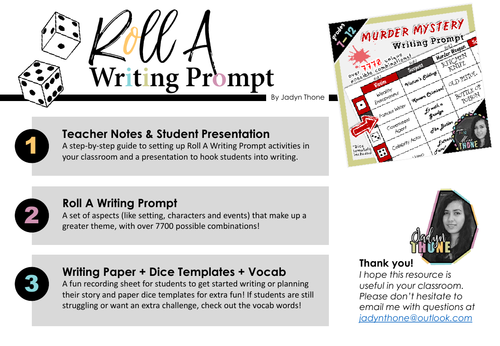 Murder Mystery Roll-A Writing Prompt | Teaching Resources