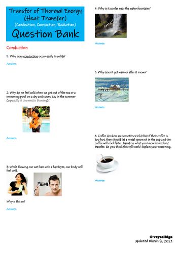 Transfer of Thermal Energy - (Heat Transfer; Conduction, Convection ...