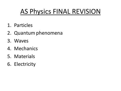 AS Physics pre-exam revision | Teaching Resources