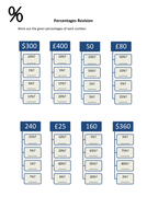 Non Calculator Percentages Practice Teaching Resources