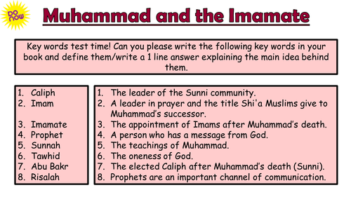 AQA A Islam Beliefs and Teachings Lesson 9 - Muhammad and the Imamate ...