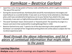 Kamikaze- Power and Conflict AQA Poetry anthology by Randolphdriblette ...