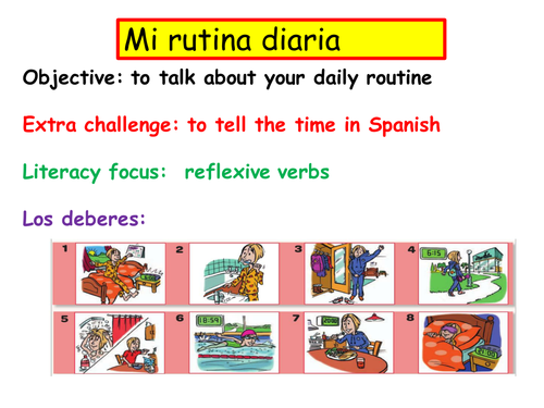Y9 SPANISH VIVA LOWER ABILITY: DAILY ROUTINE | Teaching Resources