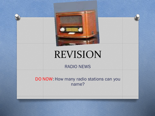 WJEC Media Studies GCSE Exam Topic - Radio News REVISION CLASS ...