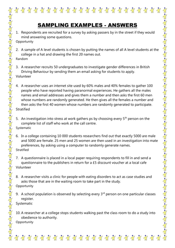 SAMPLING METHODS lesson | Teaching Resources