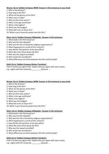 His Dark Materials - Range of activities on the play version of ...