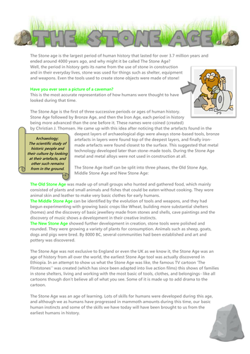 Year 3/4 guided reading pack - the stone age | Teaching Resources